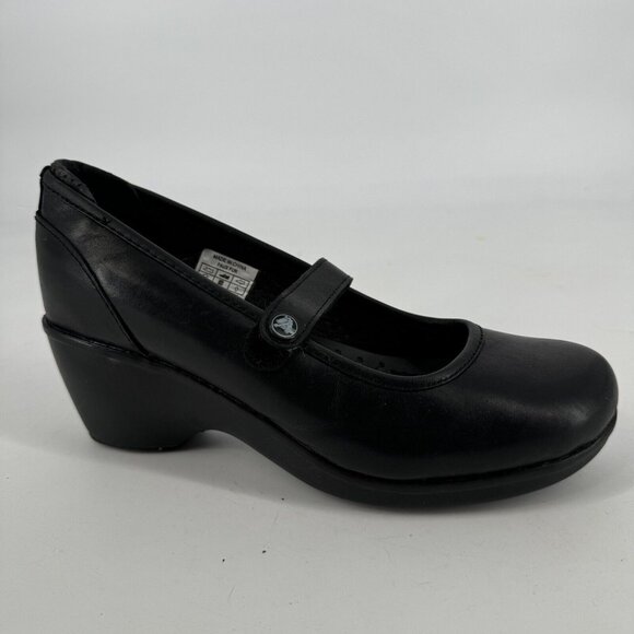 CROCS | Shoes | Crocs Sandals Womens 9 Black Mary Jane Heels Minimalist ...